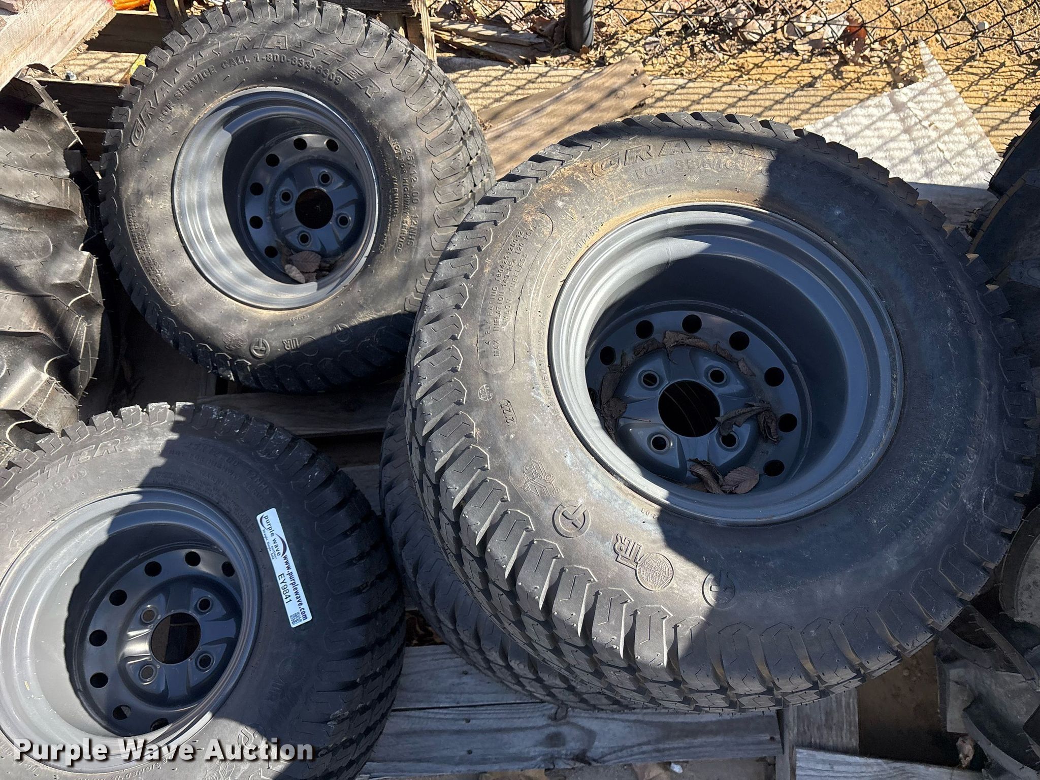 (4) Grass Master 25x12.00-12 NHS turf tires and wheels in Ponder, TX ...