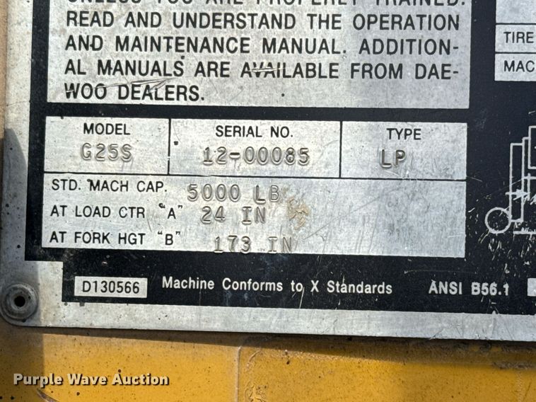 Daewoo G25S forklift in New Braunfels, TX | Item DJ0936 for sale ...