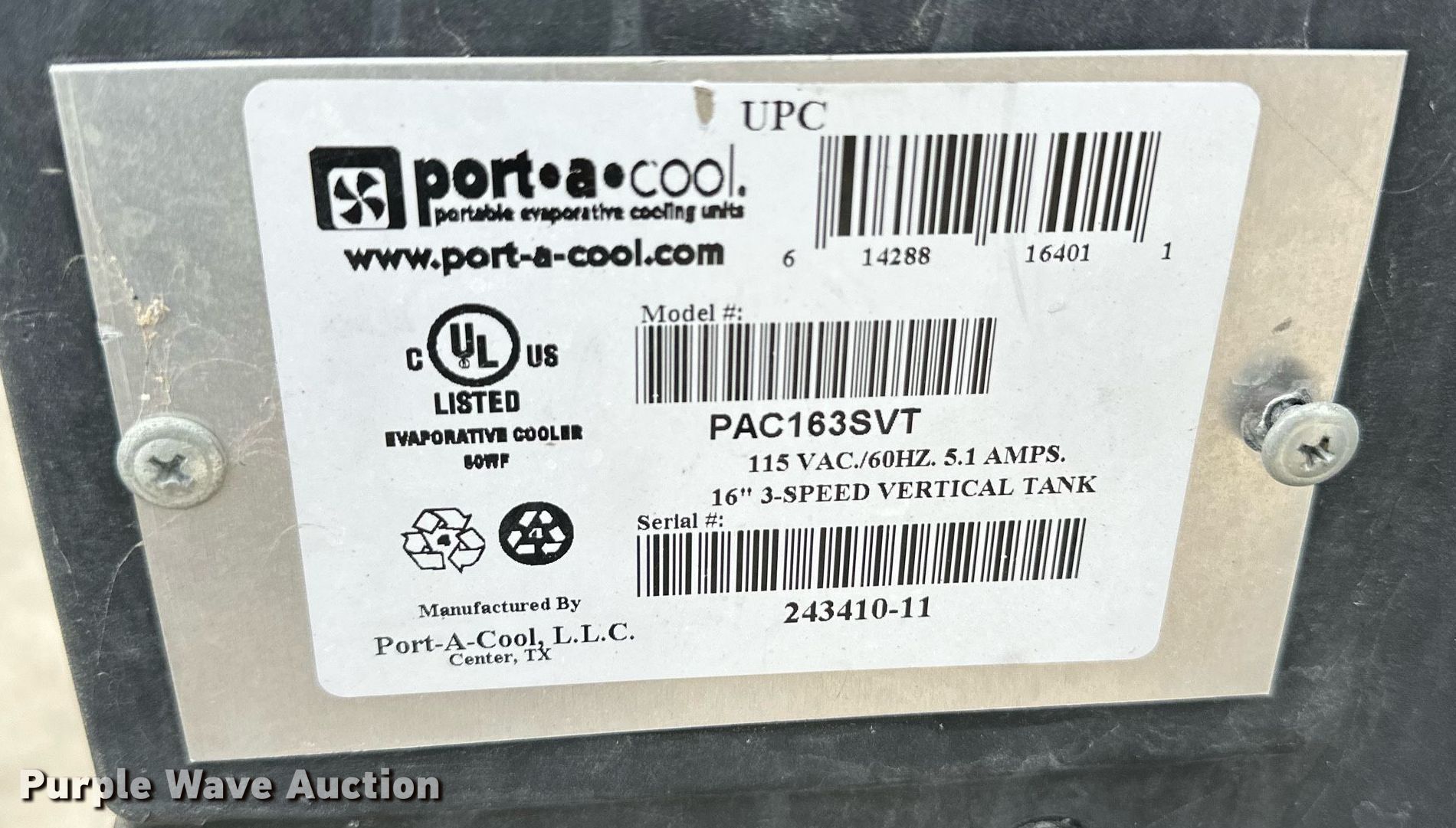 Port-A-Cool PAC163SVT evaporative cooler in Sublette, KS | Item EQ4817 ...