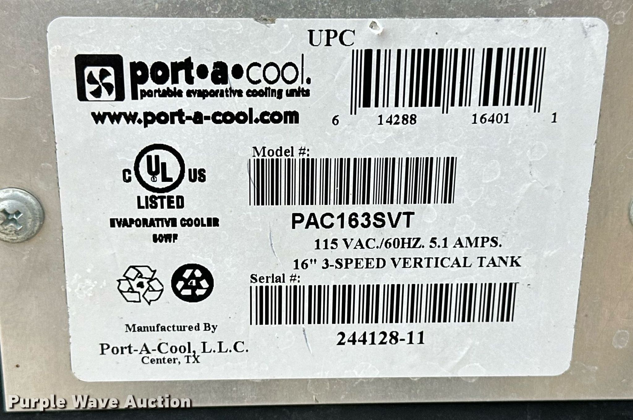 Port-A-Cool PAC163SVT evaporative cooler in Sublette, KS | Item EQ4818 ...