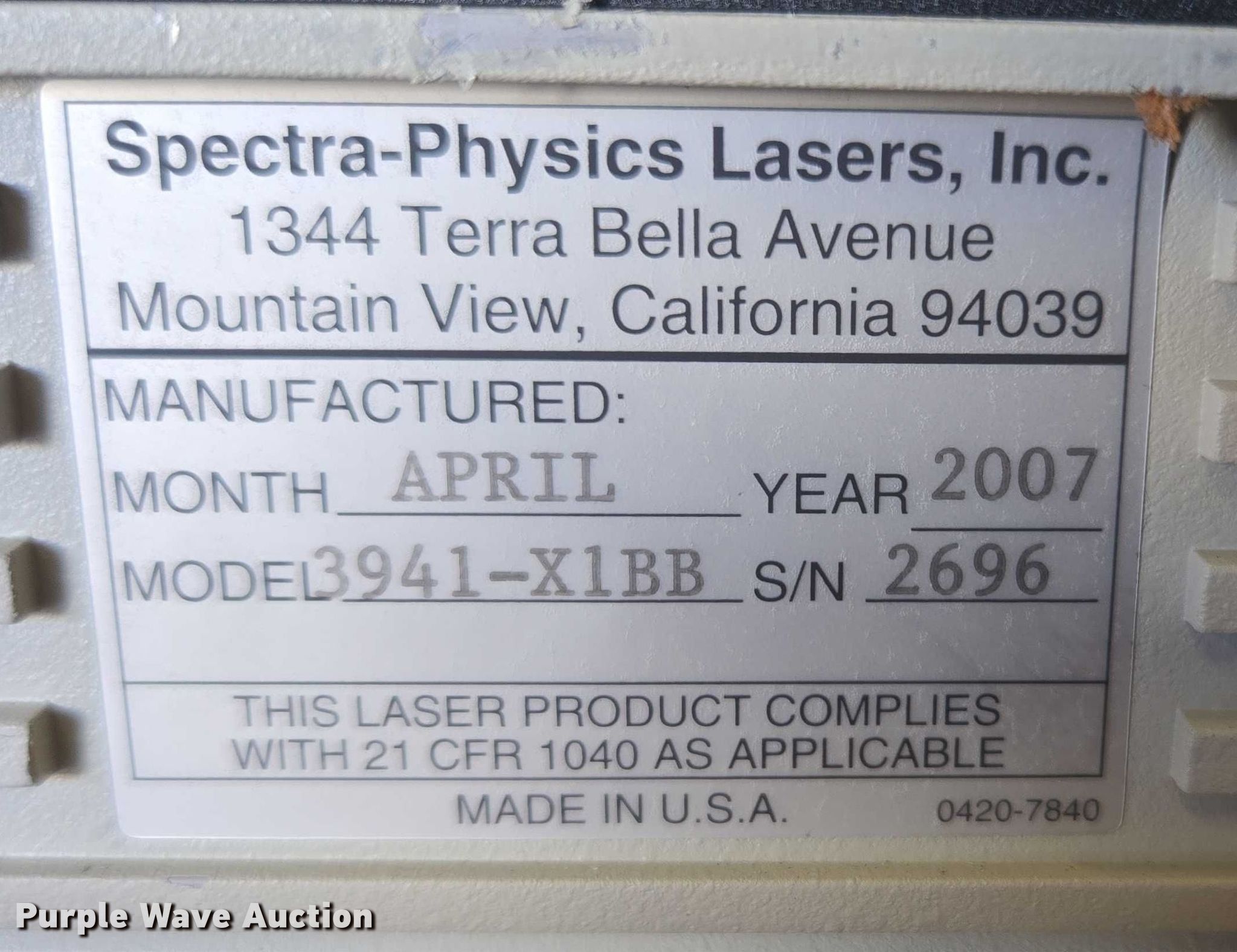 2007 Spectra-Physics Tsunami 3941-X1BB laser system in Brookings, SD ...
