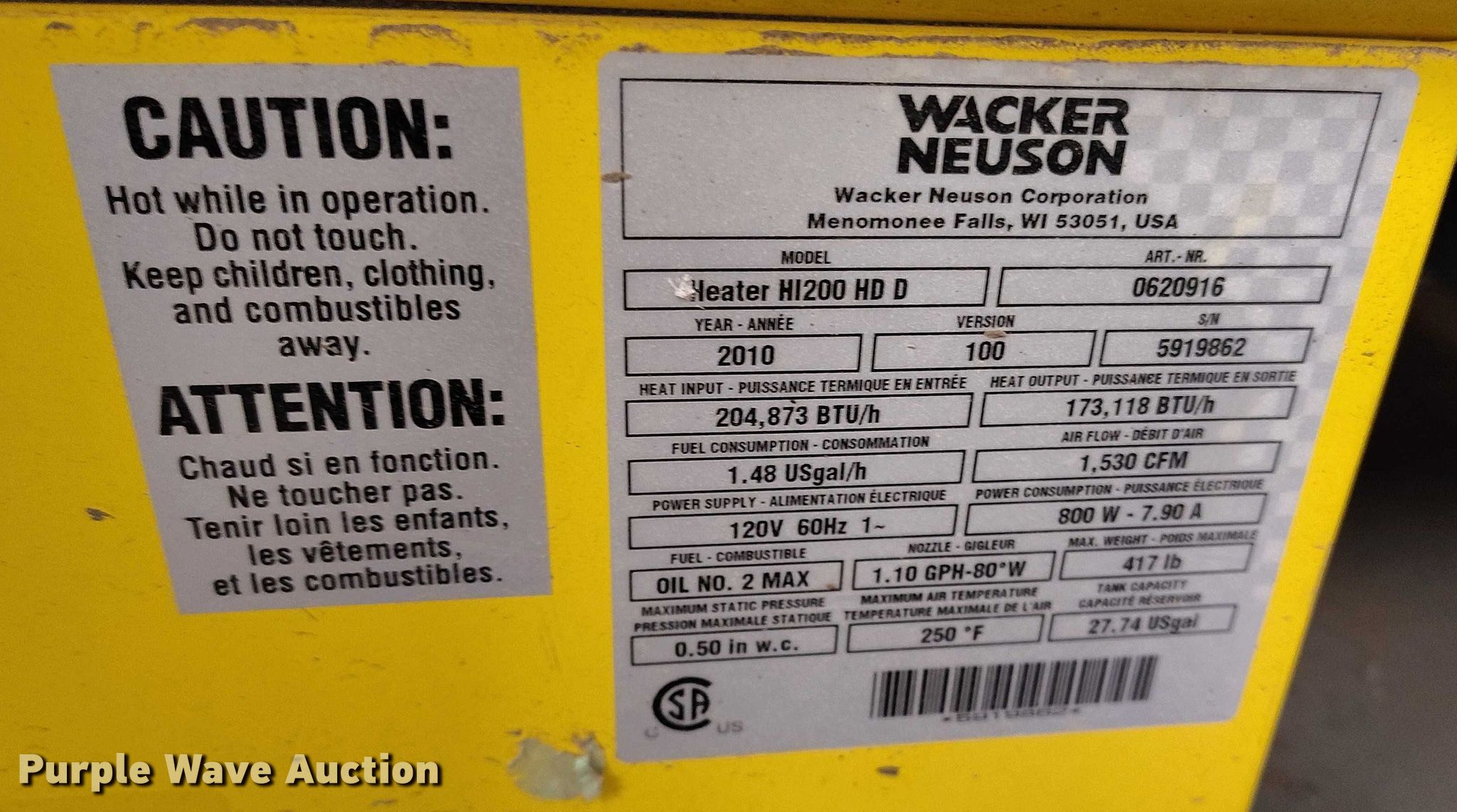 (2) Wacker Neuson HI200 HD D heater in Craig, CO | Item IH9373 sold ...