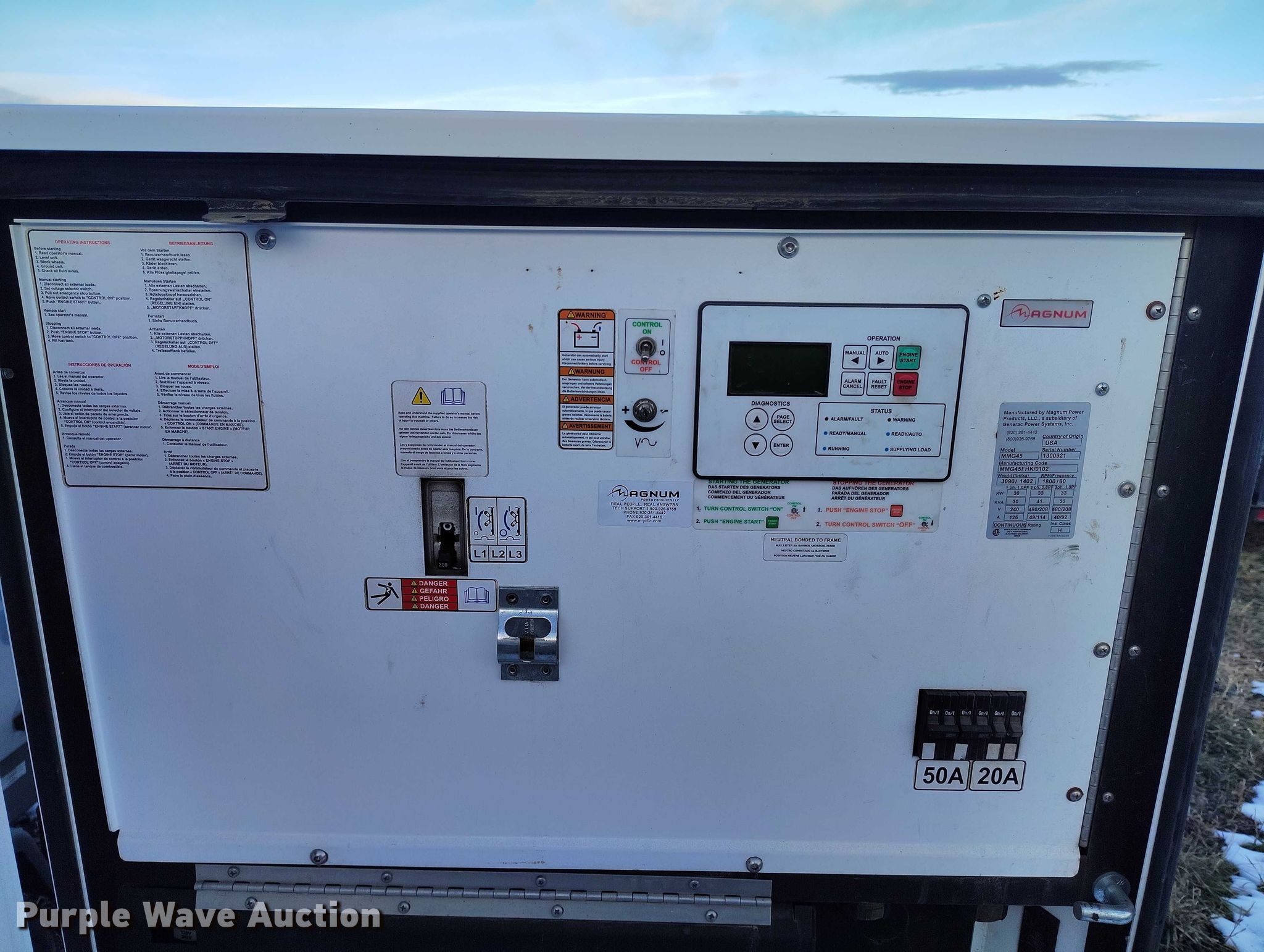 2013 Magnum MMG45 generator in Craig, CO | Item IH9376 sold | Purple Wave