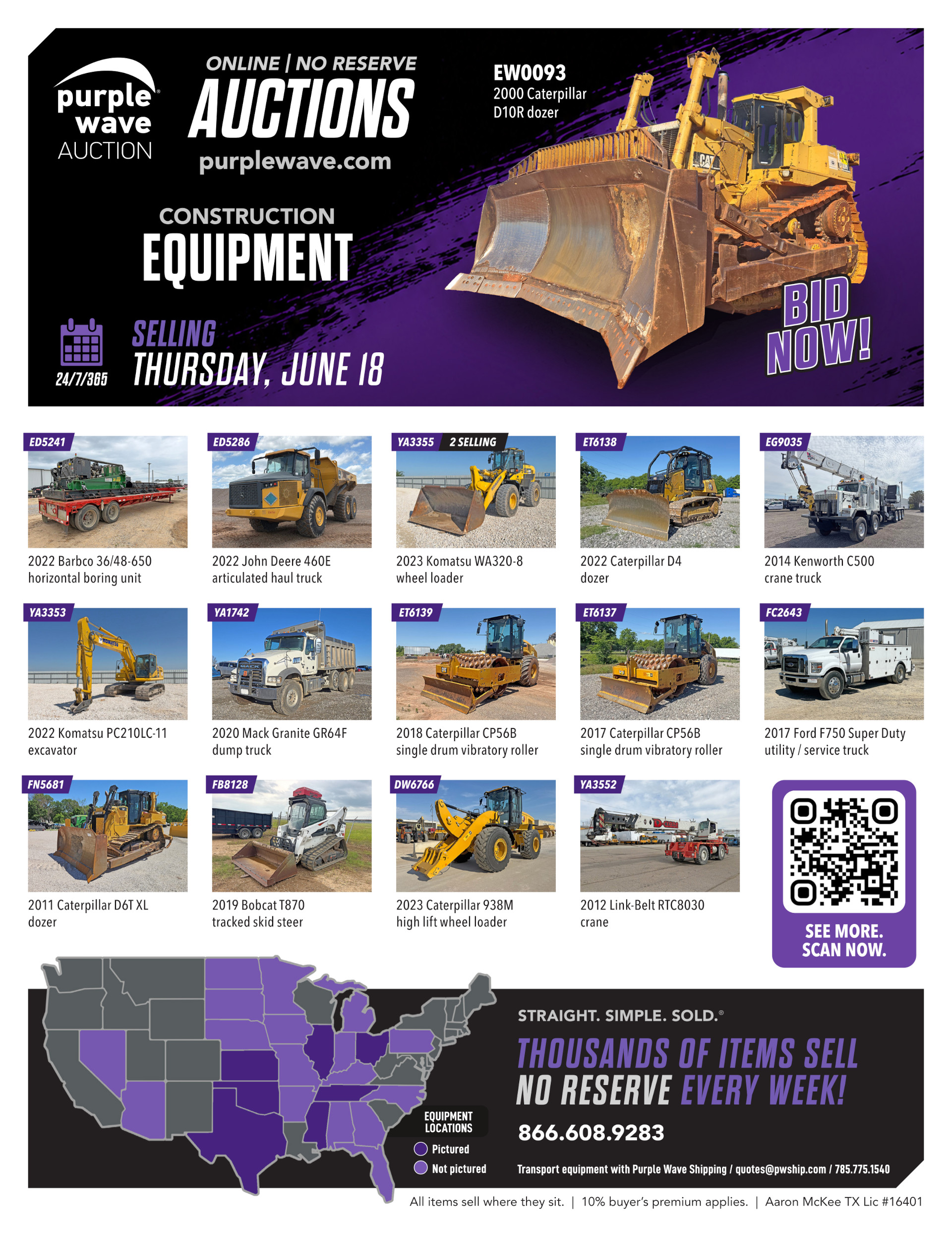 Construction Equipment Auction | Items For Sale | 6-18-2026 | Purple Wave