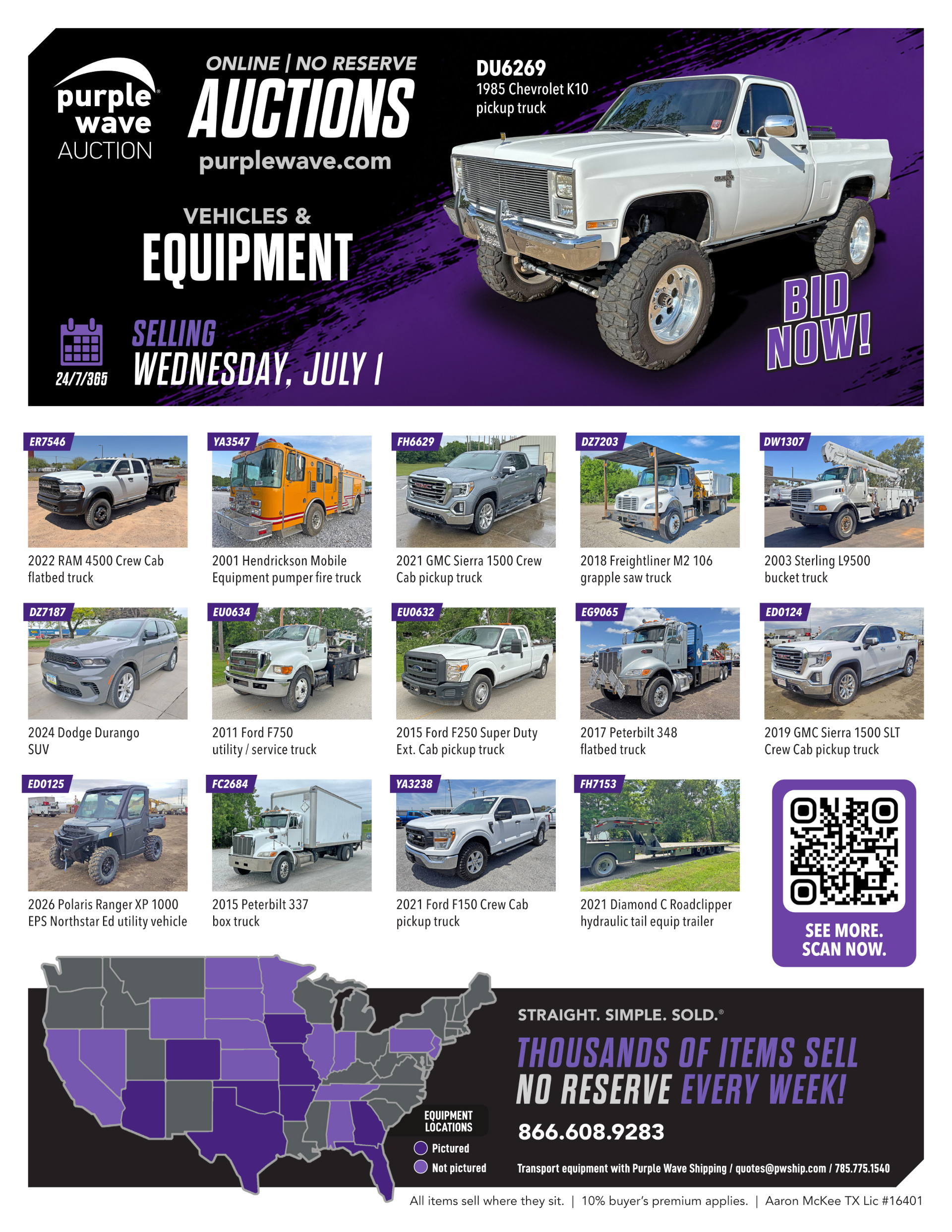 Vehicles and Equipment Auction | Items For Sale | 7-1-2026 | Purple Wave