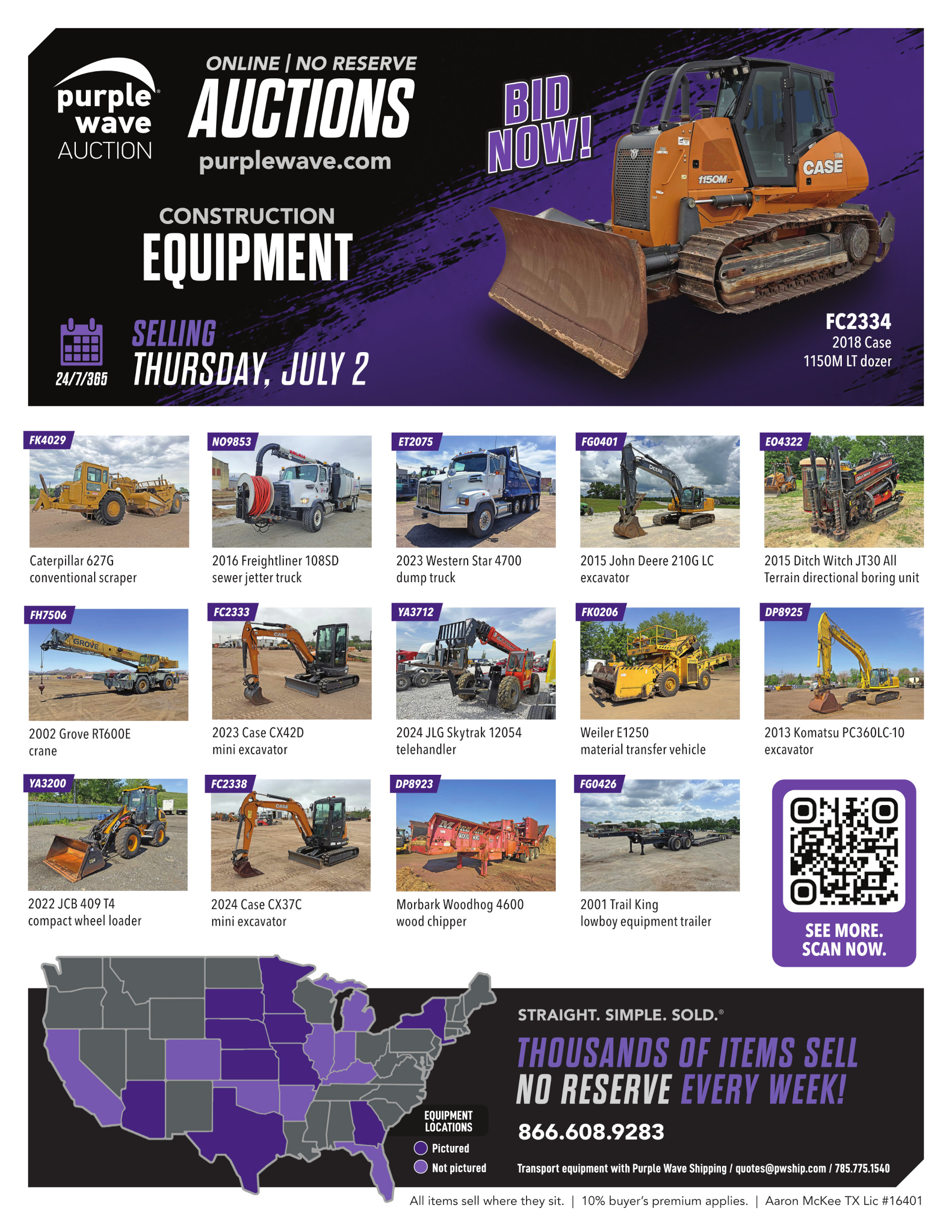 Construction Equipment Auction | Items For Sale | 7-2-2026 | Purple Wave